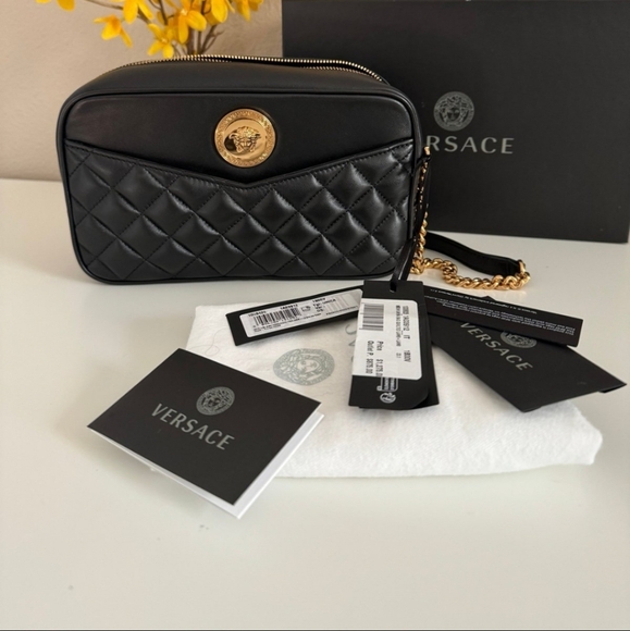 Versace | Bags | Auth Versace Medusa Head Quilted Leather Crossbody Bag ...